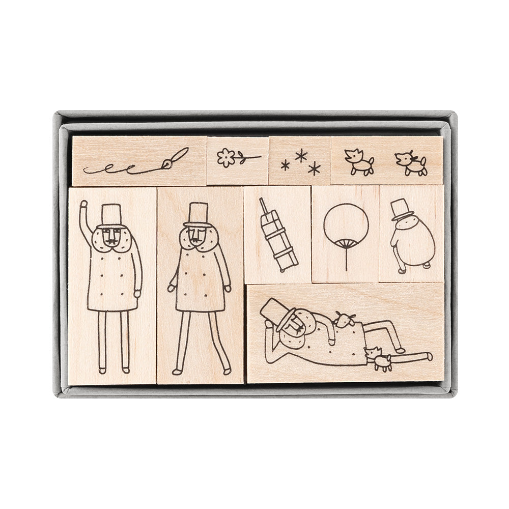 Ojisan 30th Anniversary Wooden Stamp set A – All Things Analogue